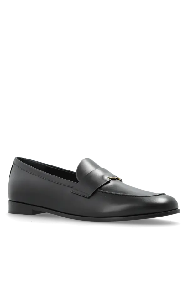 Max Mara Regentmoc Leather Loafers With Gold Monogram Detail