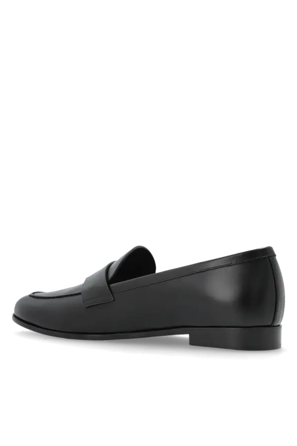 Max Mara Regentmoc Leather Loafers With Gold Monogram Detail