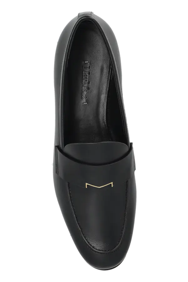 Max Mara Regentmoc Leather Loafers With Gold Monogram Detail