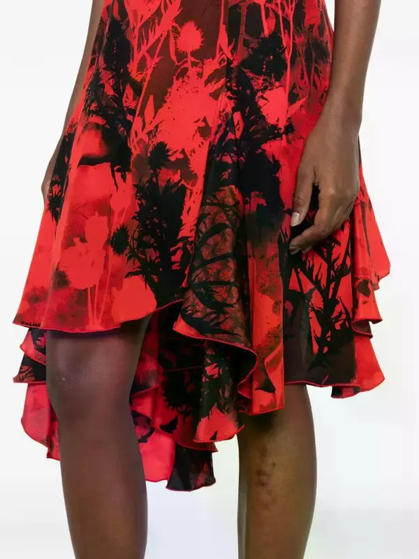 Alexander McQueen Floral Print Asymmetric Hem Dress