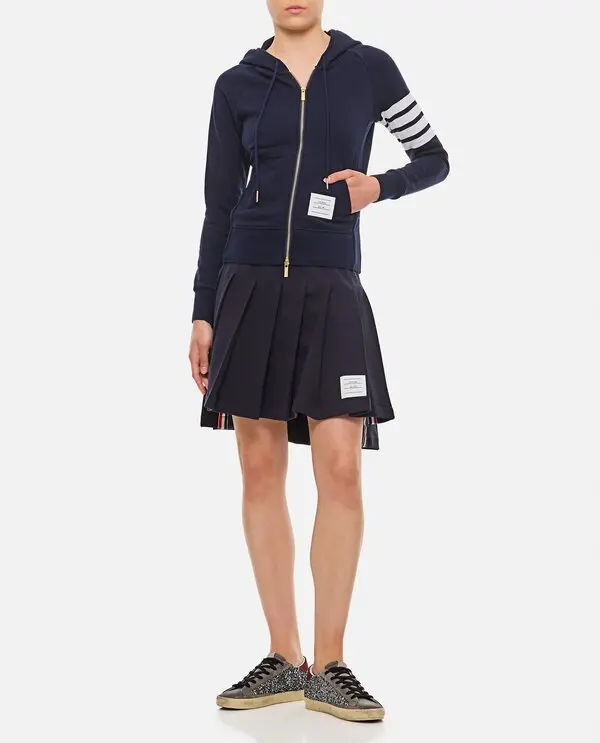 Thom Browne Fleece Classic Loopback 4-bar Zip Hoodie - Blue