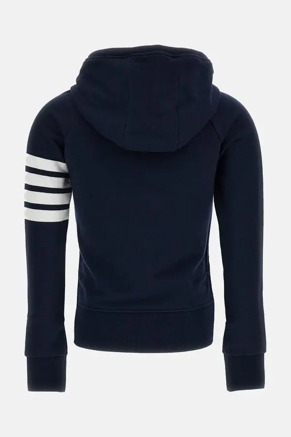 Thom Browne Fleece Classic Loopback 4-bar Zip Hoodie - Blue