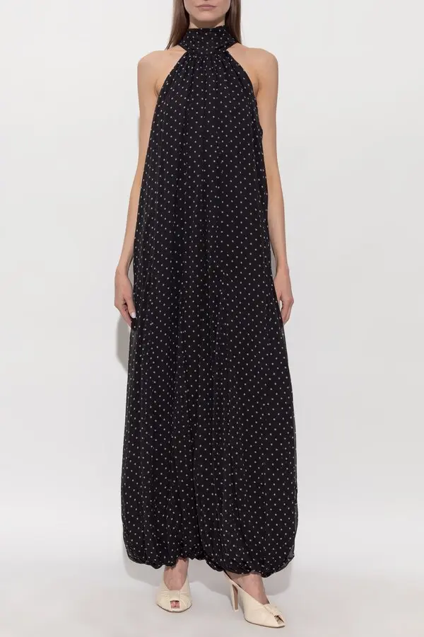 ROTATE BY BIRGER CHRISTENSEN Halter Neck Wide Leg Jumpsuit With Tie Detail - Black