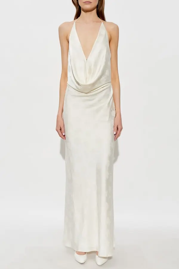 ROTATE BY BIRGER CHRISTENSEN Satin Floral Motif Maxi Dress - Cream