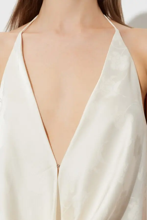 ROTATE BY BIRGER CHRISTENSEN Satin Floral Motif Maxi Dress - Cream