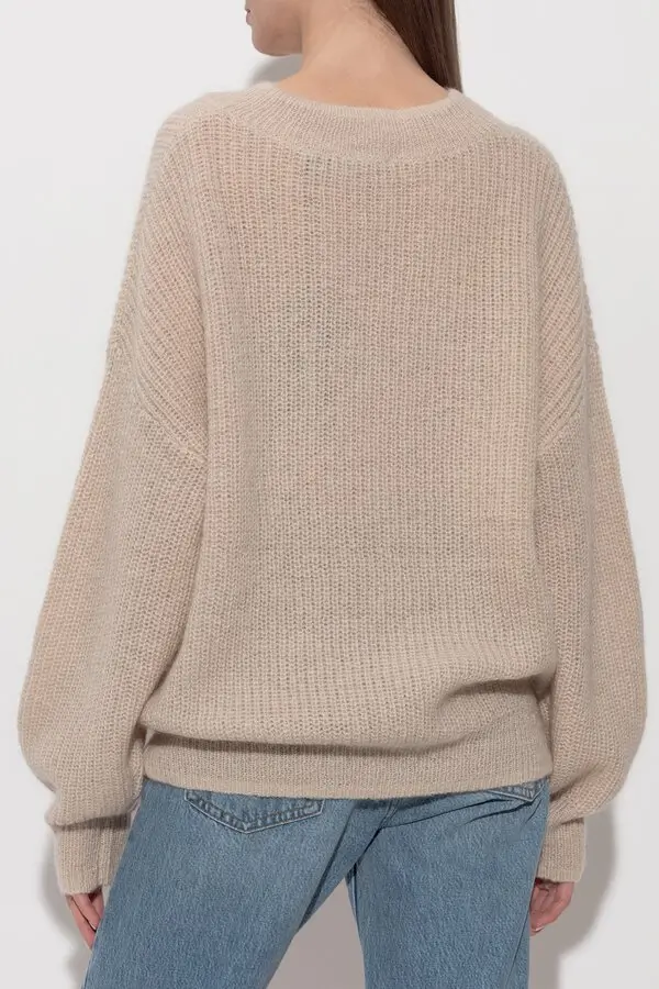 ROTATE BY BIRGER CHRISTENSEN V-neck Sweater With Dropped Shoulders And Logo Patch
