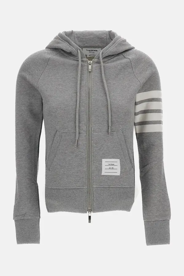 Thom Browne Loopback 4-bar Zip Hoodie - Grey