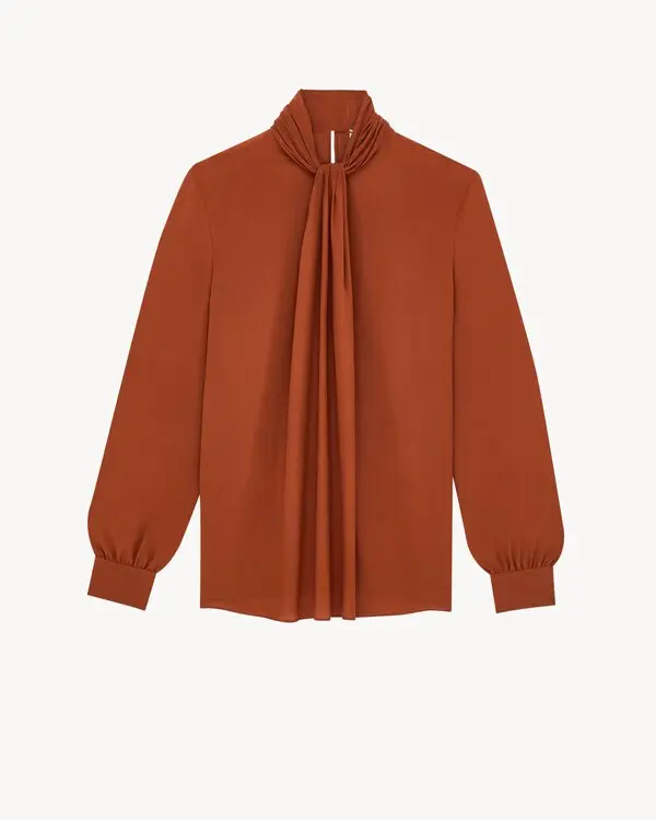 Saint Laurent Silk Crepe De Chine Ascot Blouse