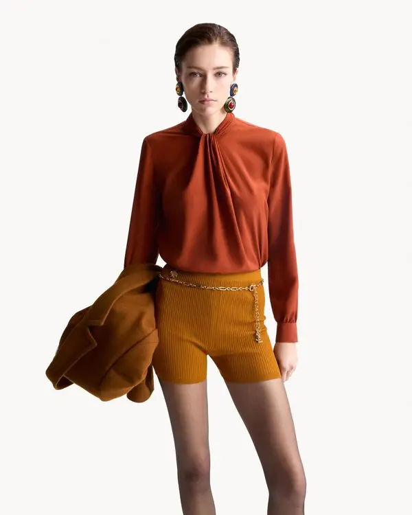 Saint Laurent Silk Crepe De Chine Ascot Blouse