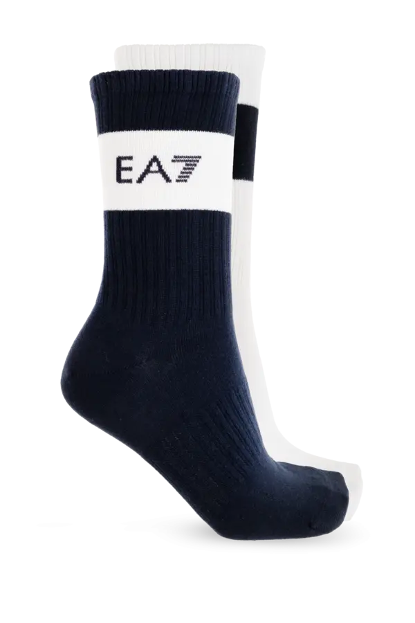 EA7 Two-pack Sports Socks With Logo - Navy Blue