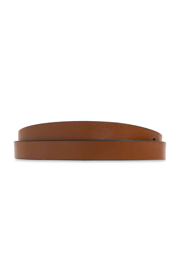 Max Mara Aziata' Leather Skinny Belt With Gold Tone Buckle - Brown