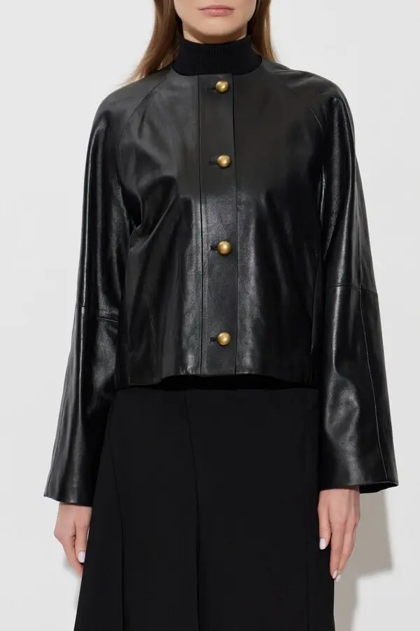 Max Mara Bouquet" Leather Jacket - Black
