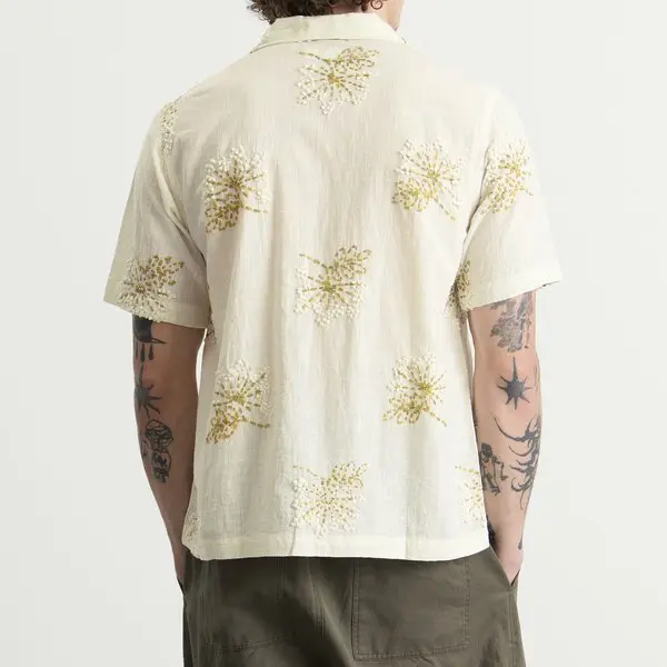 Universal Works Hand Embroidered Stripe Road Shirt - Ecru