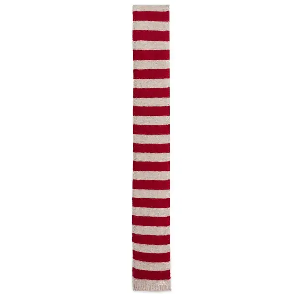 DAMSON MADDER Stripe Skinny Scarf - Burgundy/grey