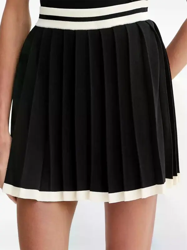 Guess Pleated Mini Skirt With Logo Waistband - Black