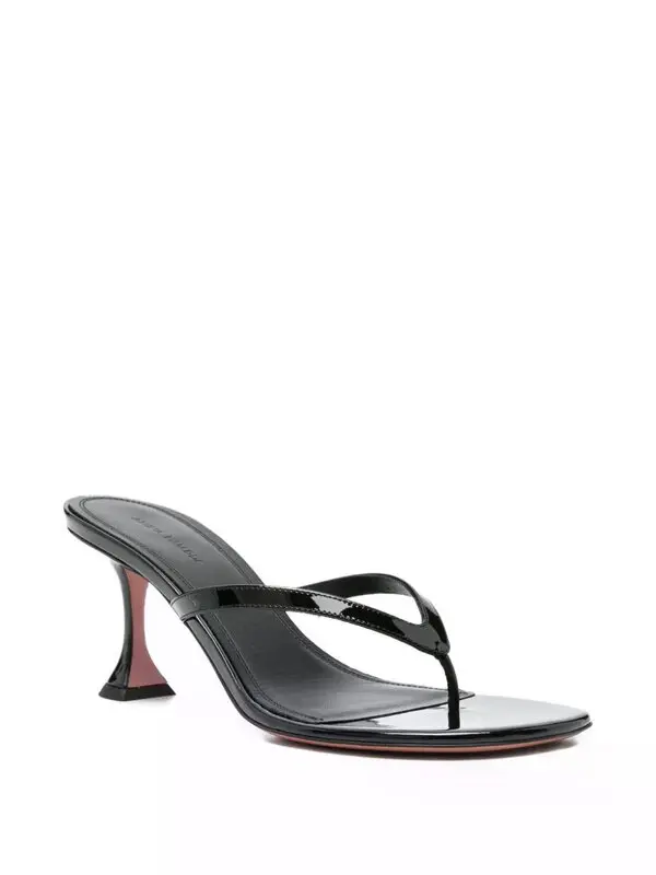 Amina Muaddi Juliette Patent Finish Sandals - Black