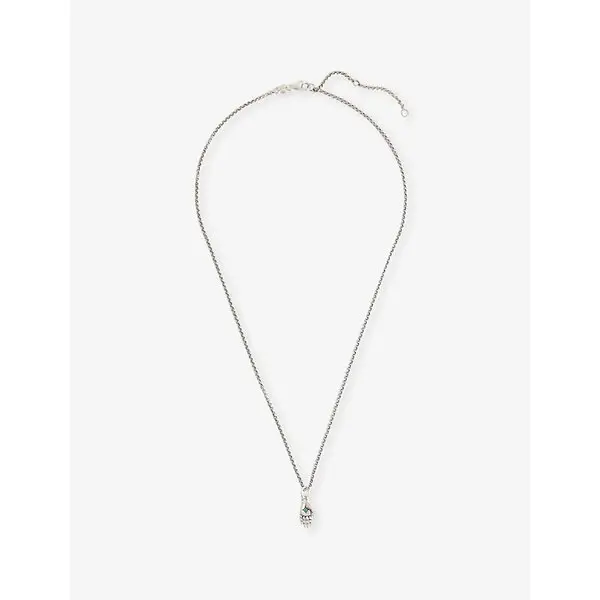 SERGE DENIMES Sterling Hand Pendant Necklace With Green Cubic Zirconia - Silver
