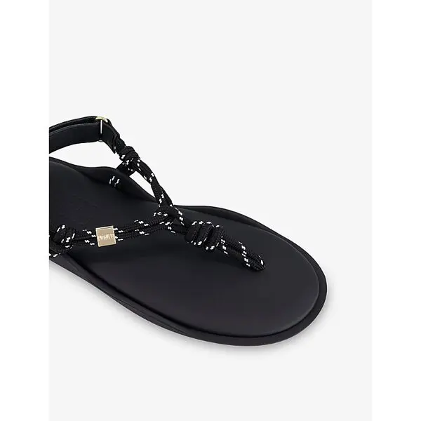 Flowze Flat Mixed-material Sandals With Toe-post And Lace Detail
