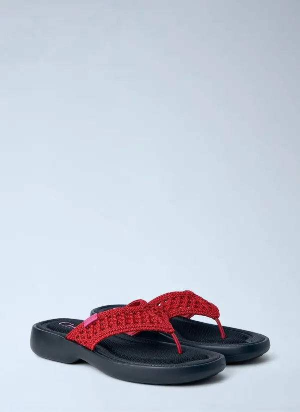 Chloé Woven Strap Thong Sandals - Red