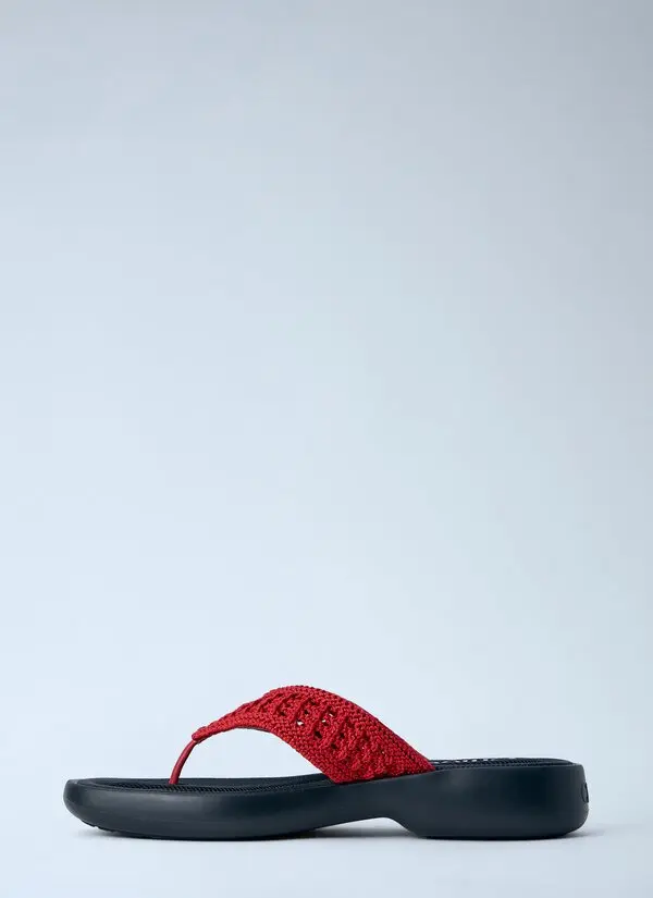 Chloé Woven Strap Thong Sandals - Red