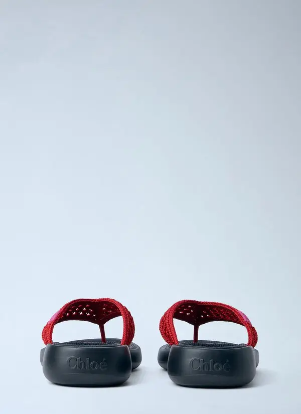 Chloé Woven Strap Thong Sandals - Red