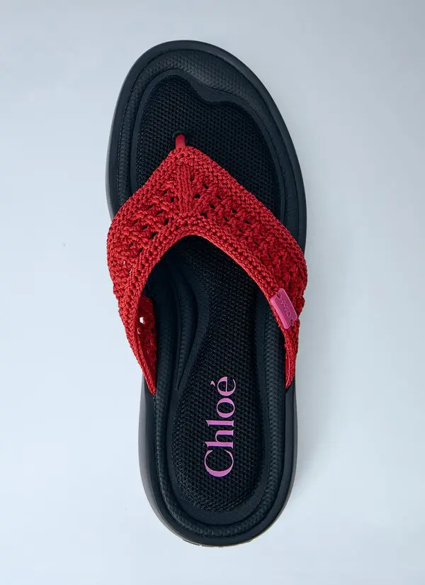 Chloé Woven Strap Thong Sandals - Red