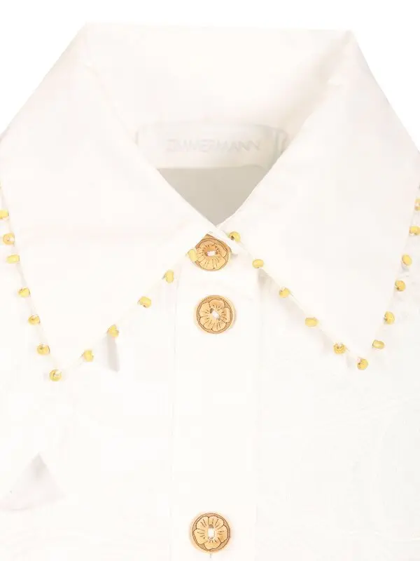 Zimmermann Mahon Embroidered Crop Shirt - White