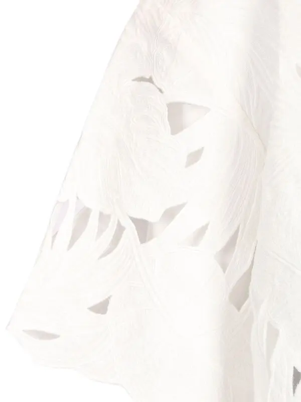 Zimmermann Mahon Embroidered Crop Shirt - White