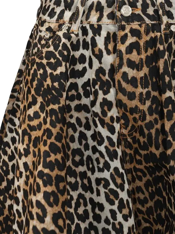GANNI Leopard Print Denim Miniskirt
