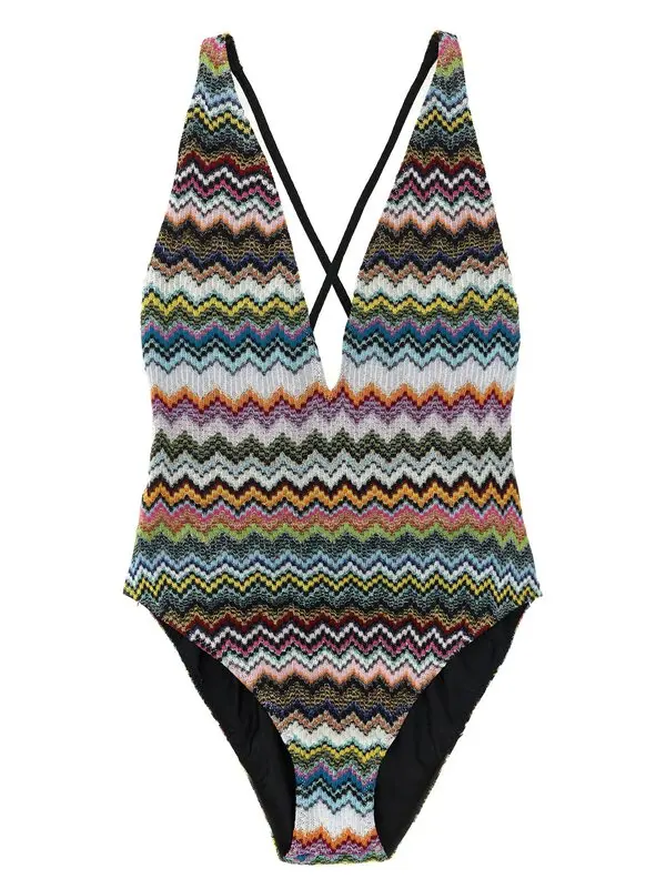 Missoni Zigzag Lamé Viscose One-piece Swimsuit - Multicolor