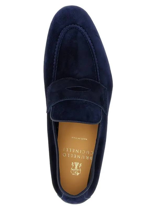 Brunello Cucinelli Suede Penny Loafers - Blue