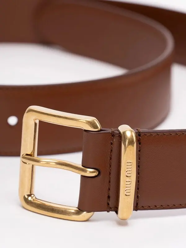 Miu Miu Woven Leather Belt With Iconic Buckle
