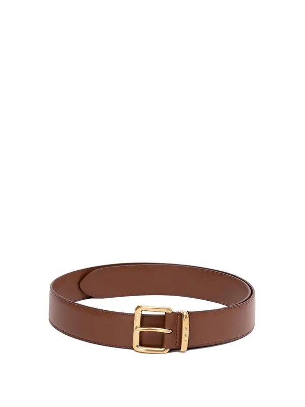 Miu Miu Woven Leather Belt With Iconic Buckle - Multicolor