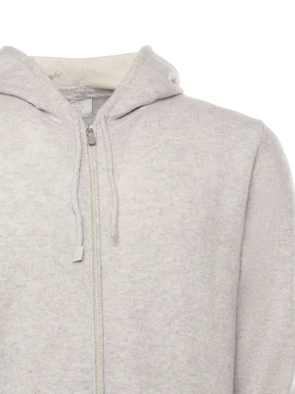 Eleventy Zip-up Knitted Hoodie - Gray