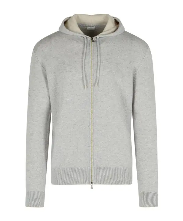 Eleventy Zip-up Knitted Hoodie - Grey