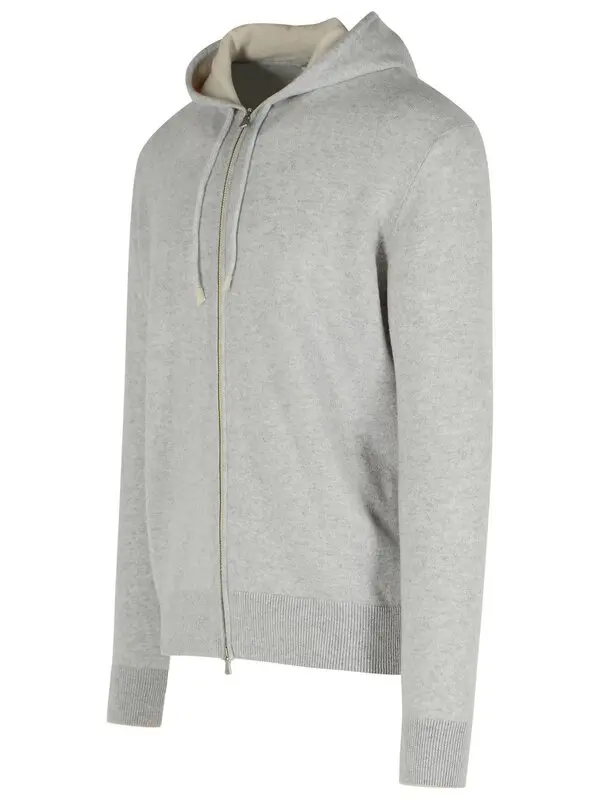 Eleventy Zip-up Knitted Hoodie - Grey
