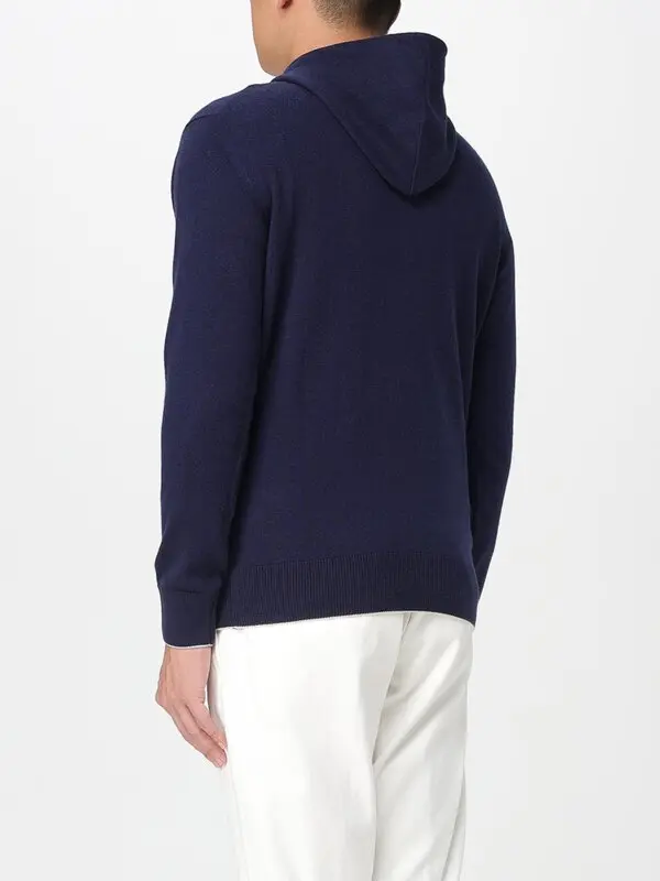 Eleventy Zip-up Knitted Hoodie - Blue