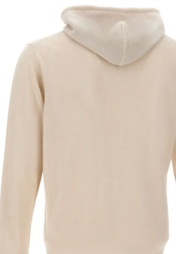 Eleventy Zip-up Knitted Hoodie - Beige