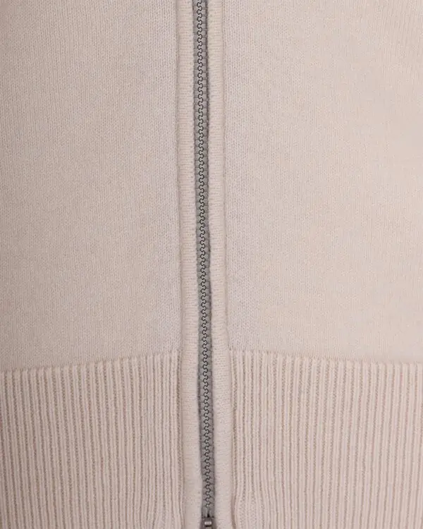 Eleventy Zip-up Knitted Hoodie - Beige