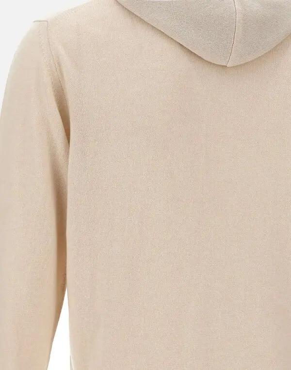 Eleventy Zip-up Knitted Hoodie - Beige