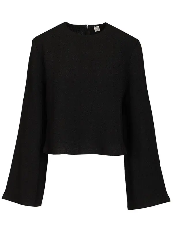 TOTEME Cropped Blouse With Wide Sleeves - Black