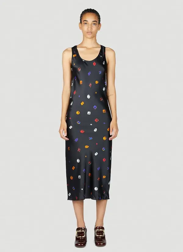 Sportmax Gemstone Print Silk-blend Midi Dress - Black