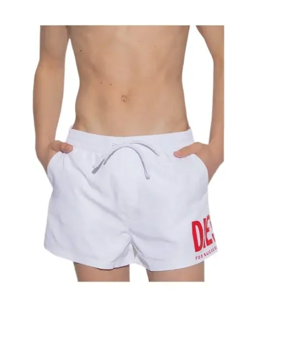 DIESEL® Logo Print Swim Shorts - White