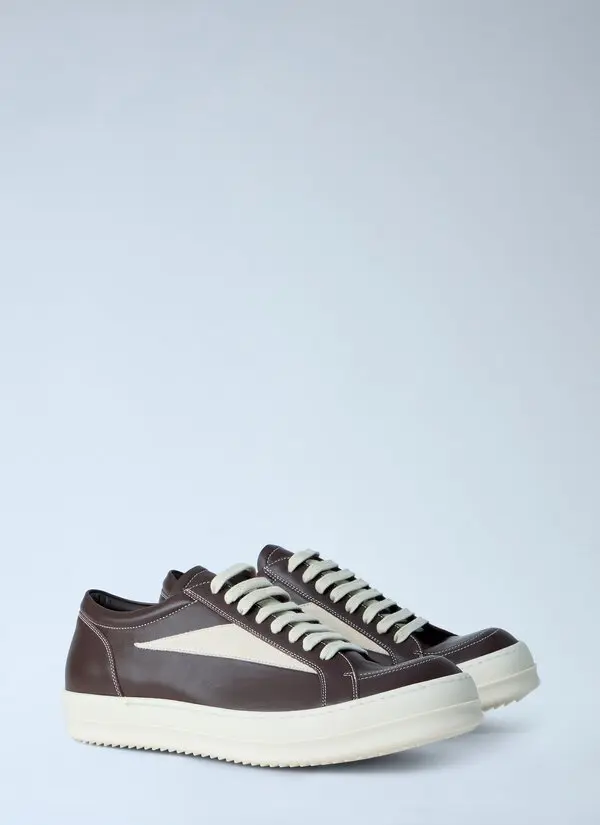 Rick Owens Low-top Leather Sneakers With Contrast Stitching