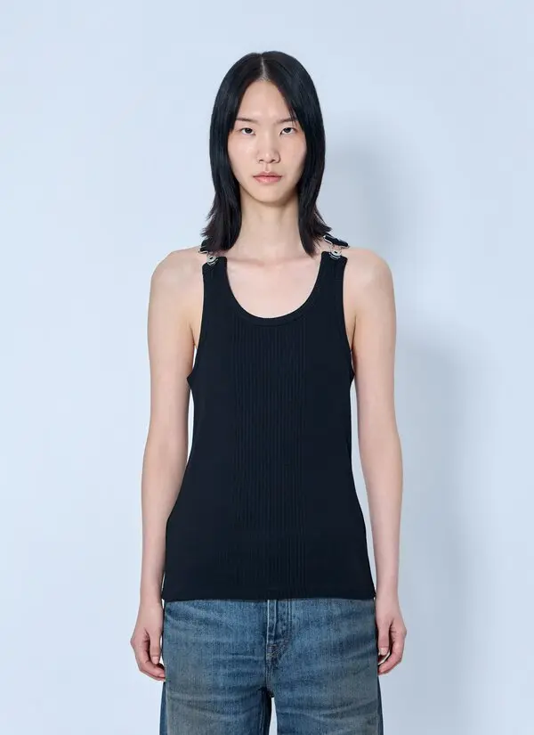 JEAN PAUL GAULTIER Ribbed Tank Top With Metal Hardware
