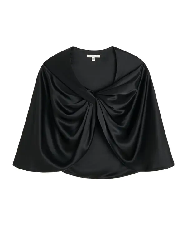 BY MALENE BIRGER Ruched Satin Cape - Black