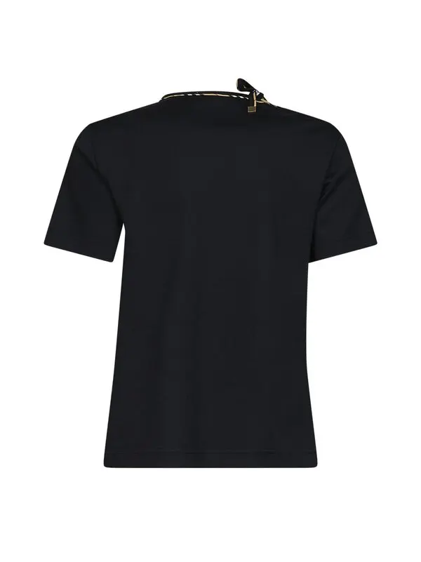 Burberry Checked-trim Tie-detail T-shirt - Black