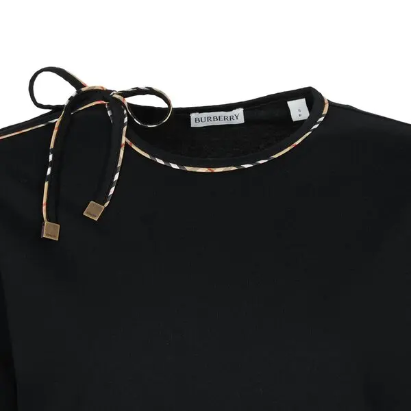 Burberry Checked-trim Tie-detail T-shirt - Black