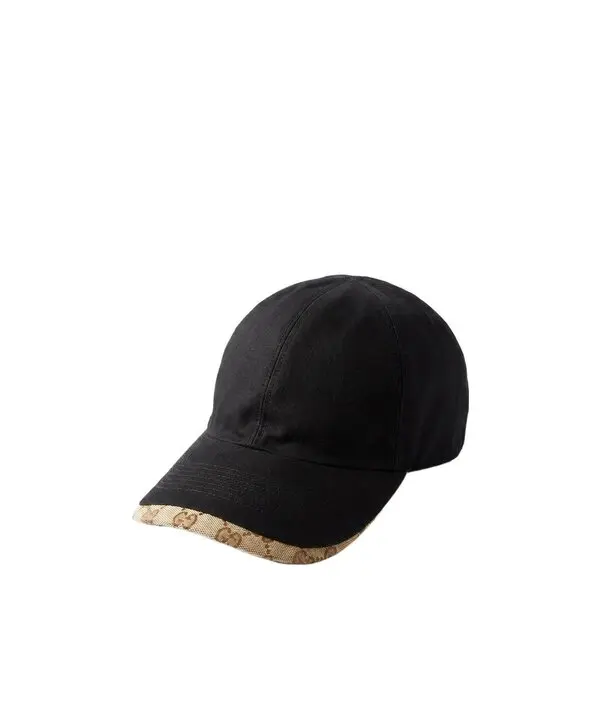 Gucci Baseball Hat With Gg Canvas Trim - Black
