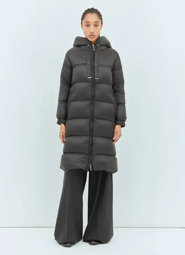 Max Mara Long Down Coat With Drawstring Hood
